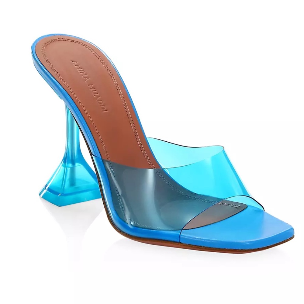 Amina Muaddi Lupita Pvc Blue Mules - Gem